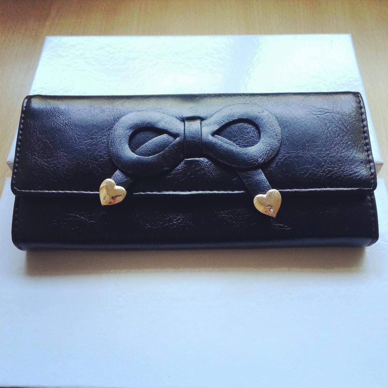 Women Wallet Purse - Cute Black Leather Wallet With Bow on Luulla