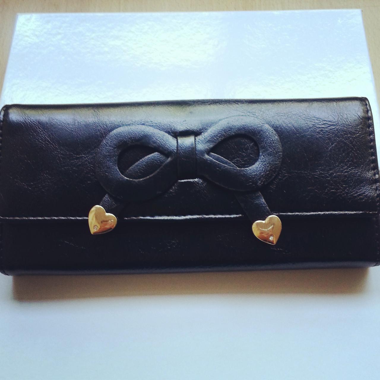 Women Wallet Purse - Cute Black Leather Wallet With Bow on Luulla