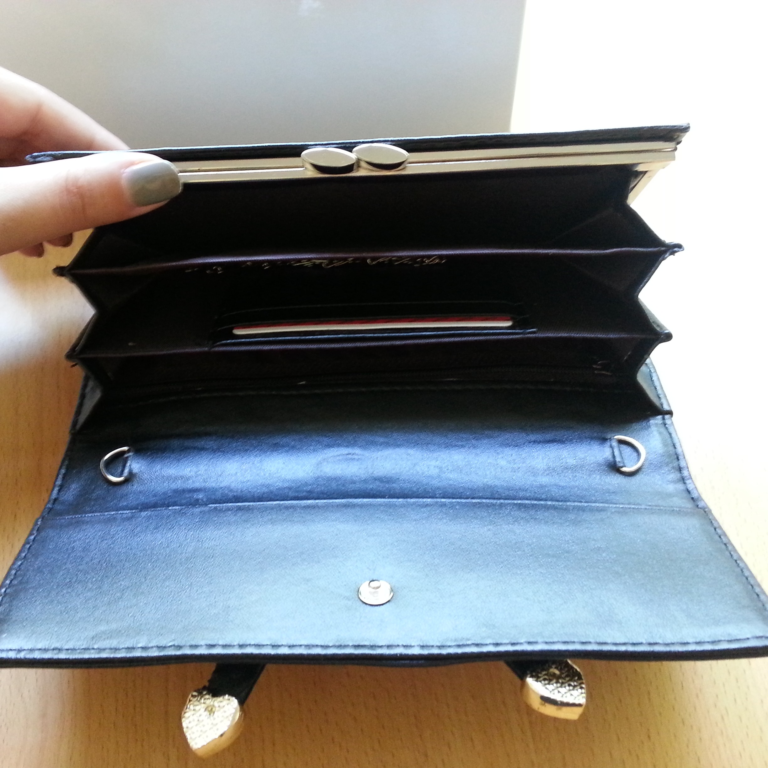 Women Wallet Purse - Cute Black Leather Wallet With Bow on Luulla