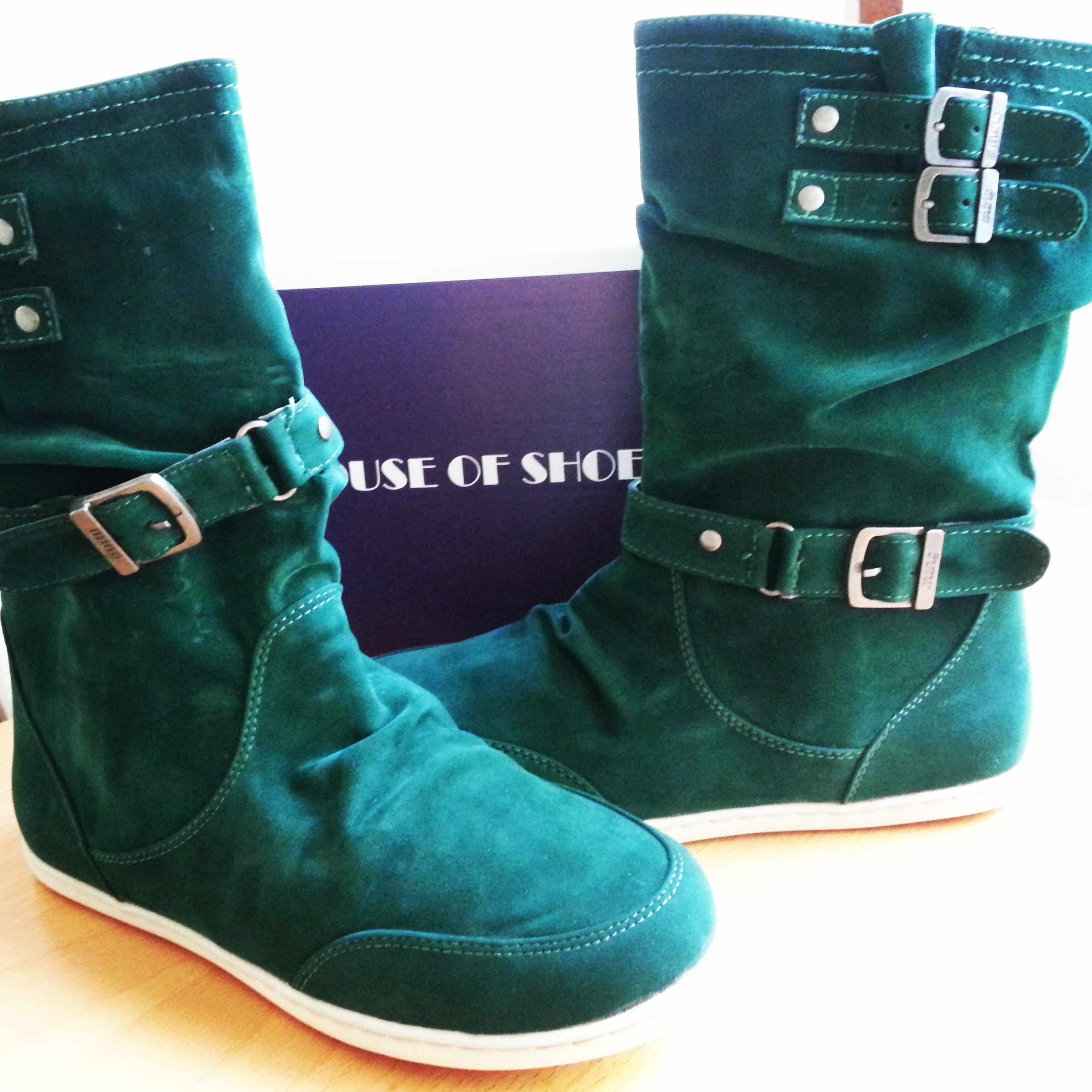 Emerald Green Boots With Buckles - Size 5 Us on Luulla